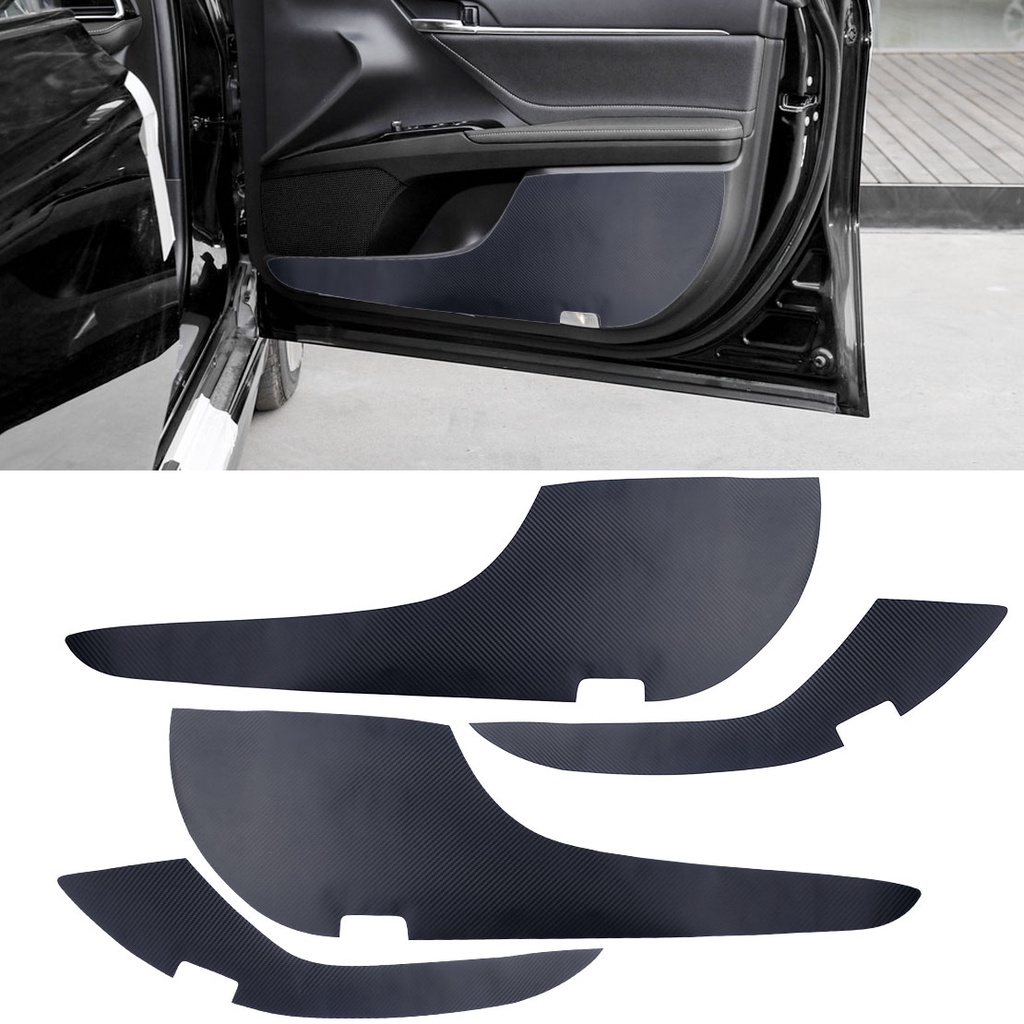 DWCX 4pcs Black Carbon Fiber Car Door Anti-Kick Protective Sticker ...