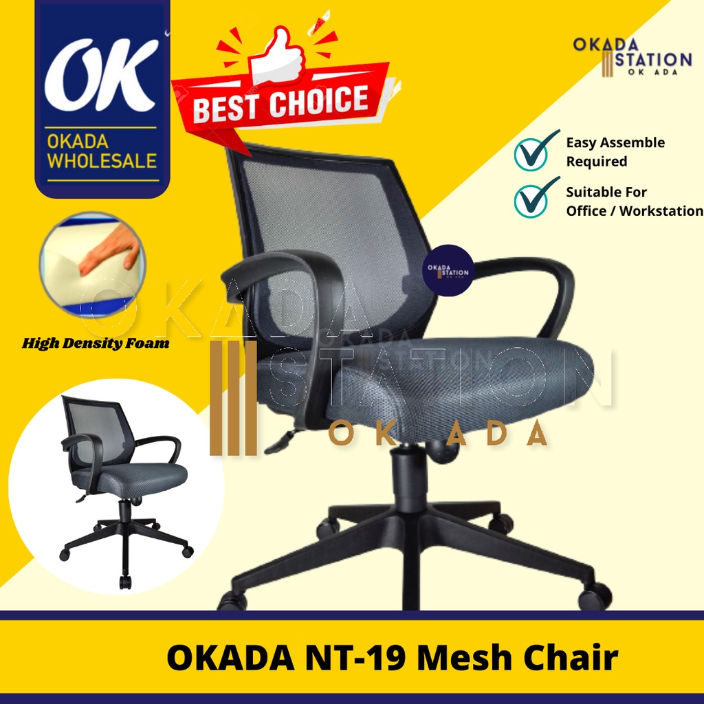 OKADA NT19 Mesh Office Chair / Kerusi Pejabat / Kerusi Office / Ergonomic Chair / Study Chair ...