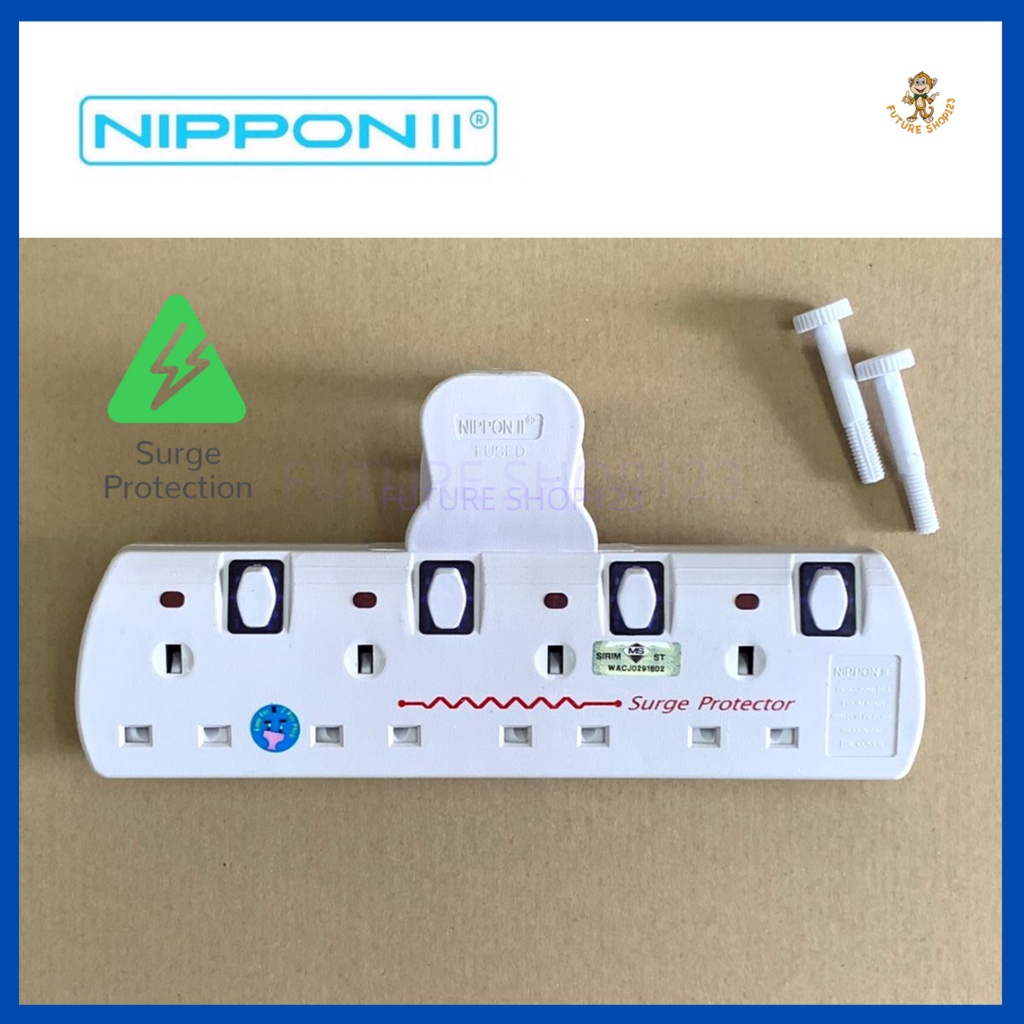 [sirim] Nipponii 3 4 Way T Adaport Multi Adaptor Extension Socket With Neon Sirim Trailling