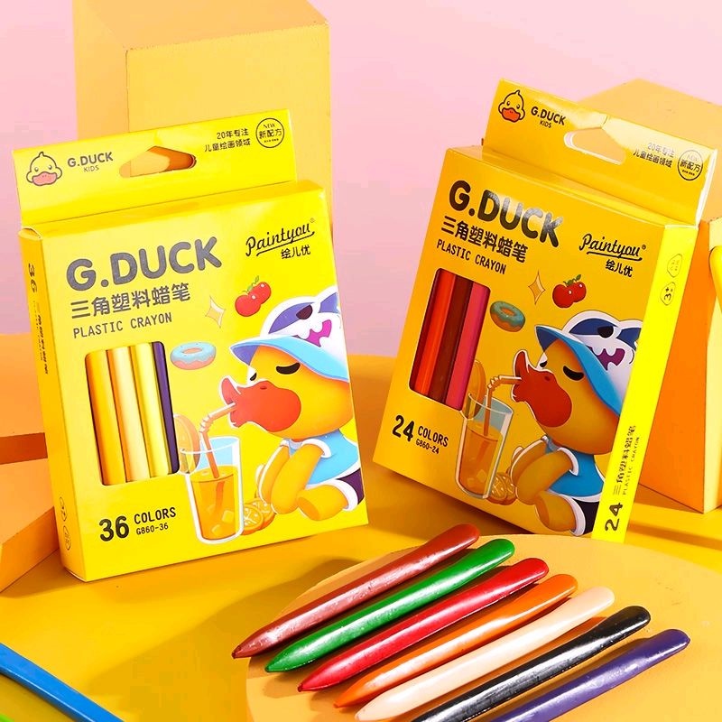 G-Duck 12/24/36pcs Colors Permium Safe Plastic Crayon Triangular ...
