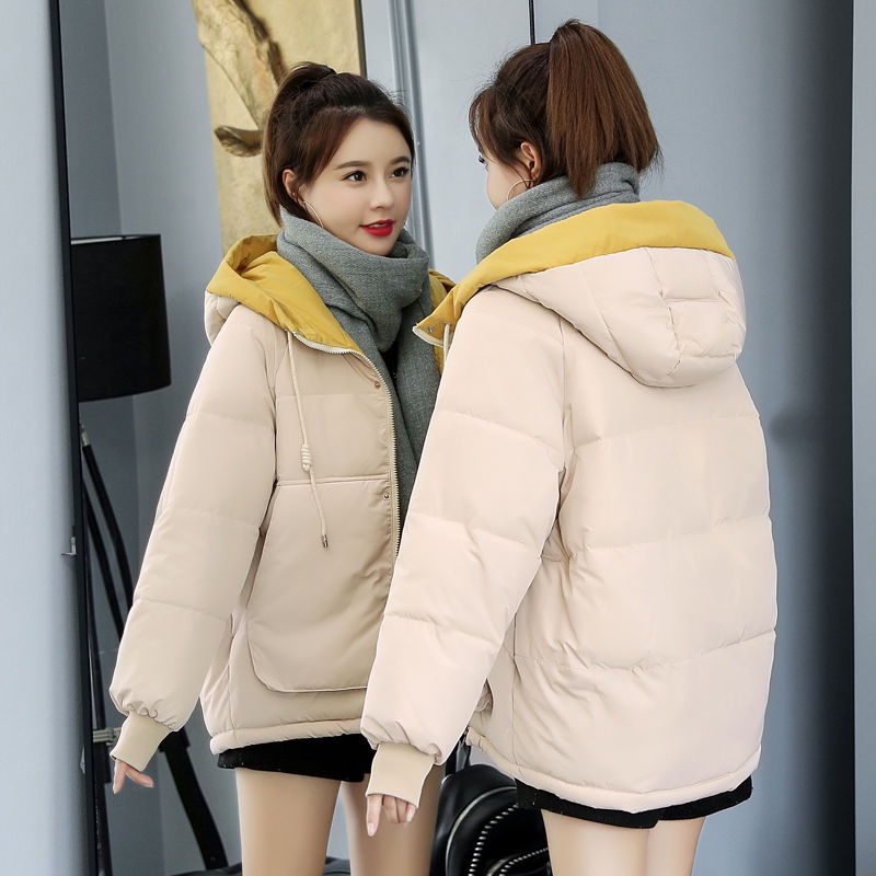 Thicken Hooded Down Cotton Winter Women Jacket Warm Basic Solid Coat ...
