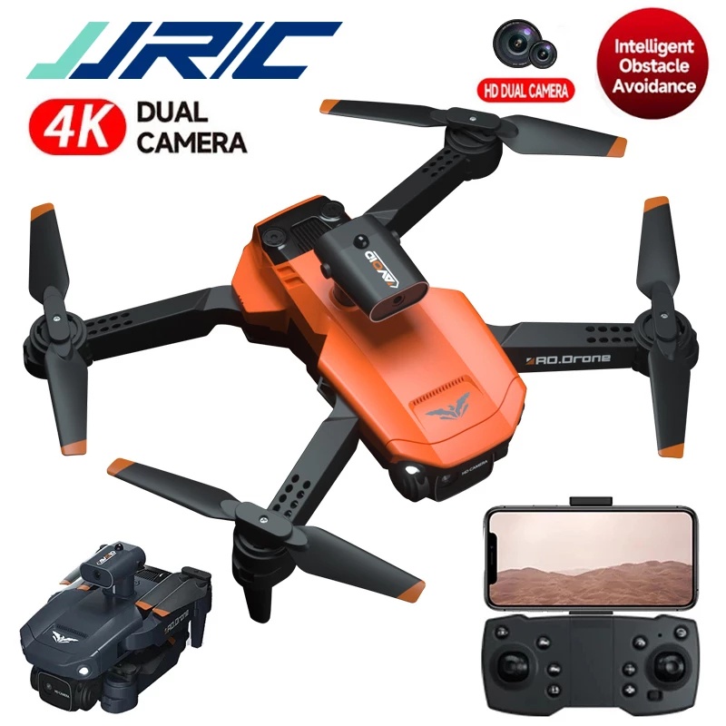JJRC H106 RC Quadcopter Drone with 4K Professional Dual Camera 6CH Foldable Drone Obstacle ...