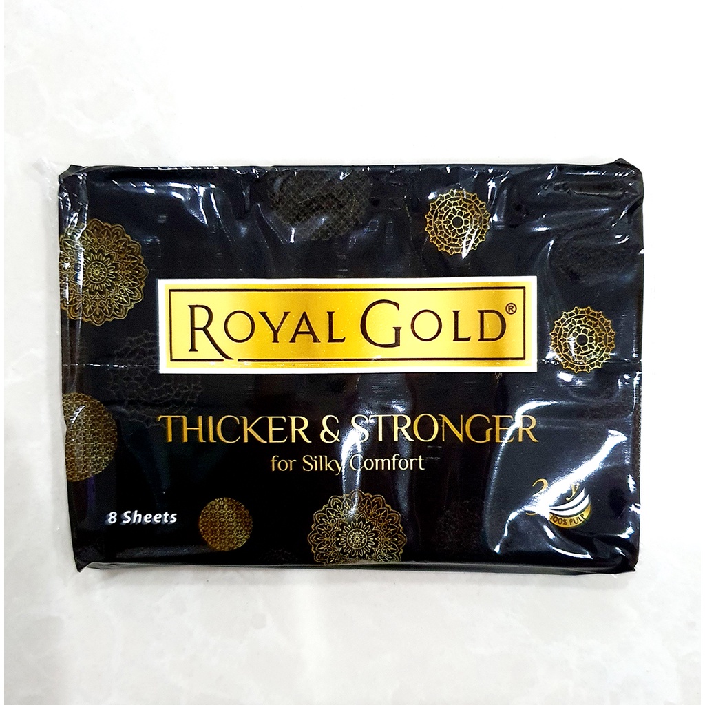(1 Pack) ROYAL GOLD Tisu Luxurious Pocket Facial Tissue Thicker & Stronger 100% Pure Virgin Pulp ...