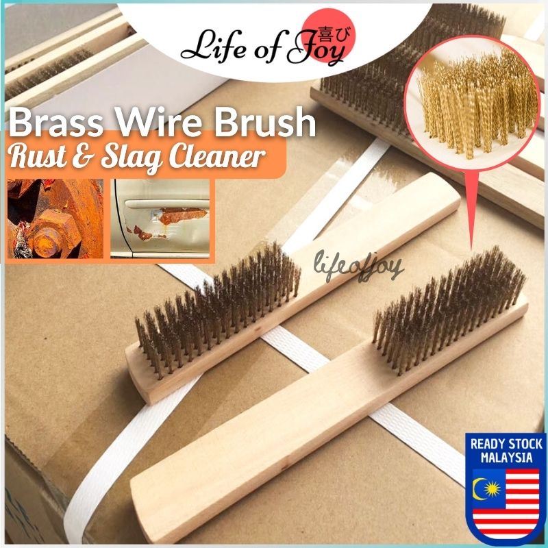 Copper Wire Brush With Wooden Handle Metal High-Density Cleaning Scrub ...
