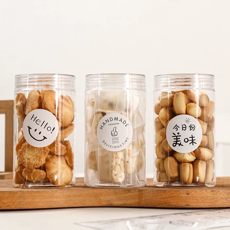 Ready Stock Mini Cookie Transparent Round Plastic Jar with Transparent ...