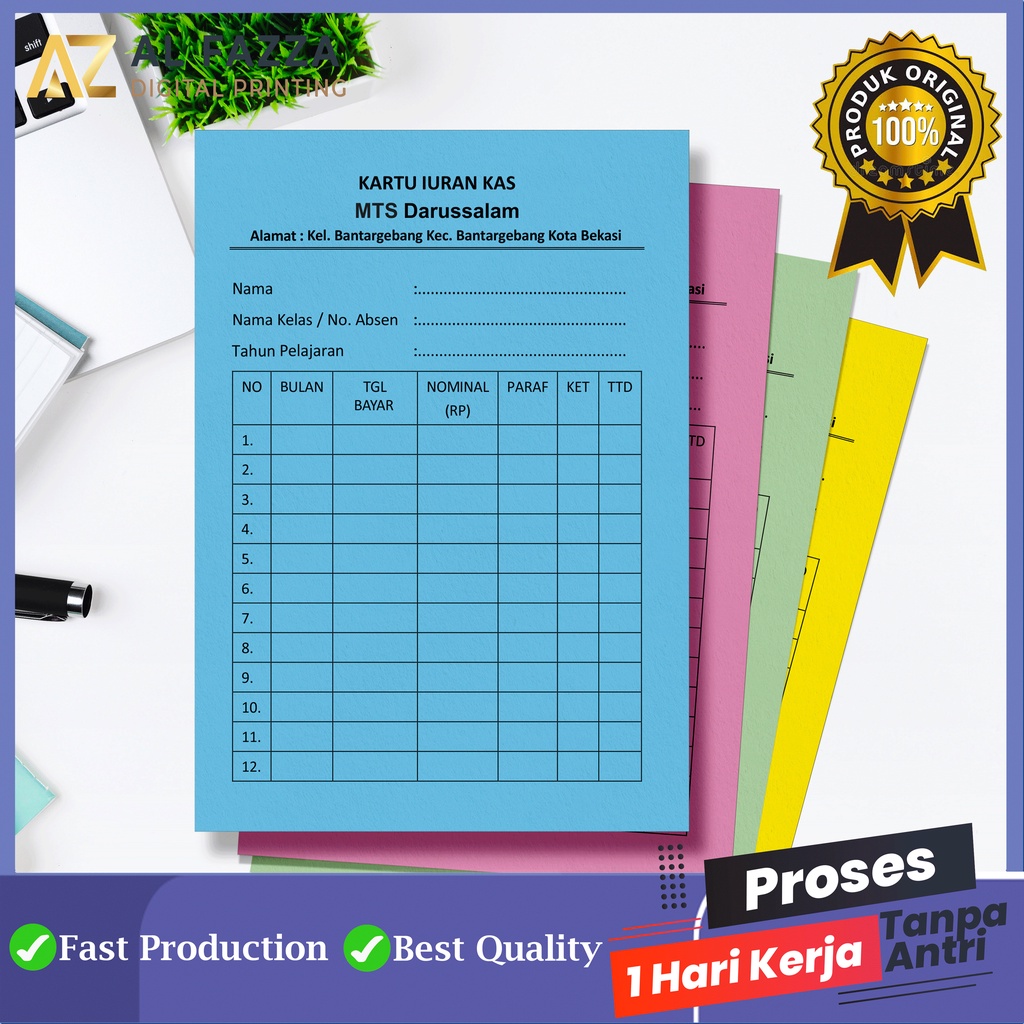 Spp Cash Contribution Card PAUD TPA SD MI SMP MTS Custom | Shopee Malaysia