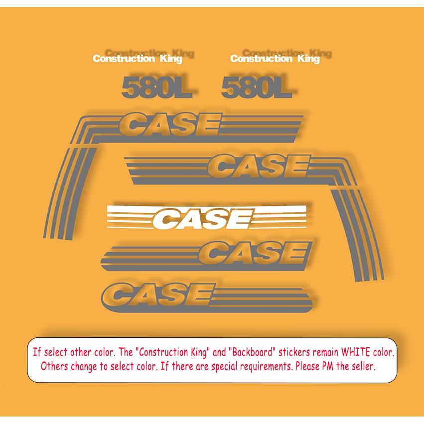 Backhoe Loader Case 580 L Sticker One set. Original Grey. 7 colors ...