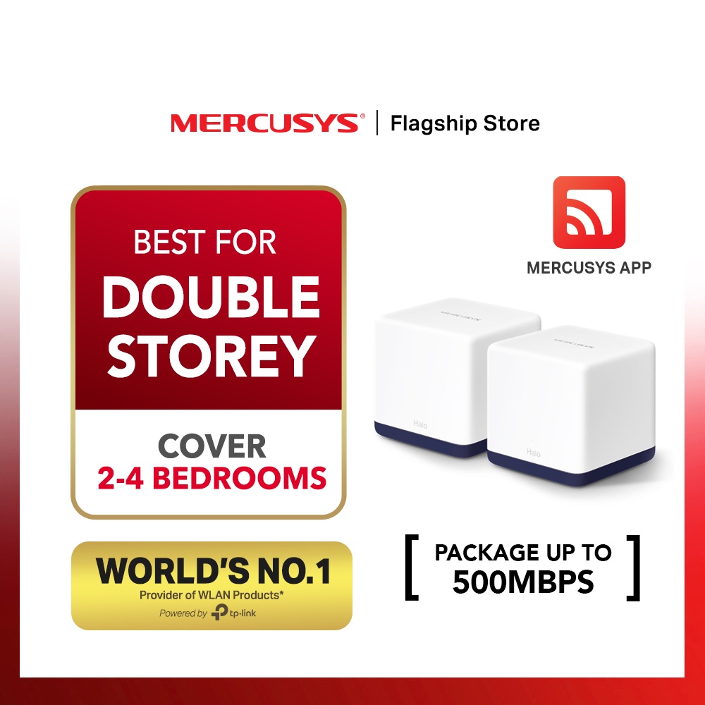 Mercusys AC1900 Gigabit Dual Band Mesh WiFi Router System Halo H50G (2 ...