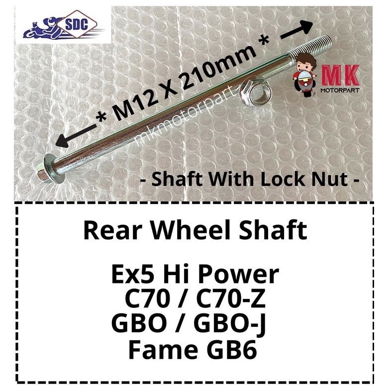(SDC) REAR WHEEL SHAFT Honda EX5 Hi Power / Dream / Class / C70 / GBO / GBOJ / FAME GB6 Batang ...
