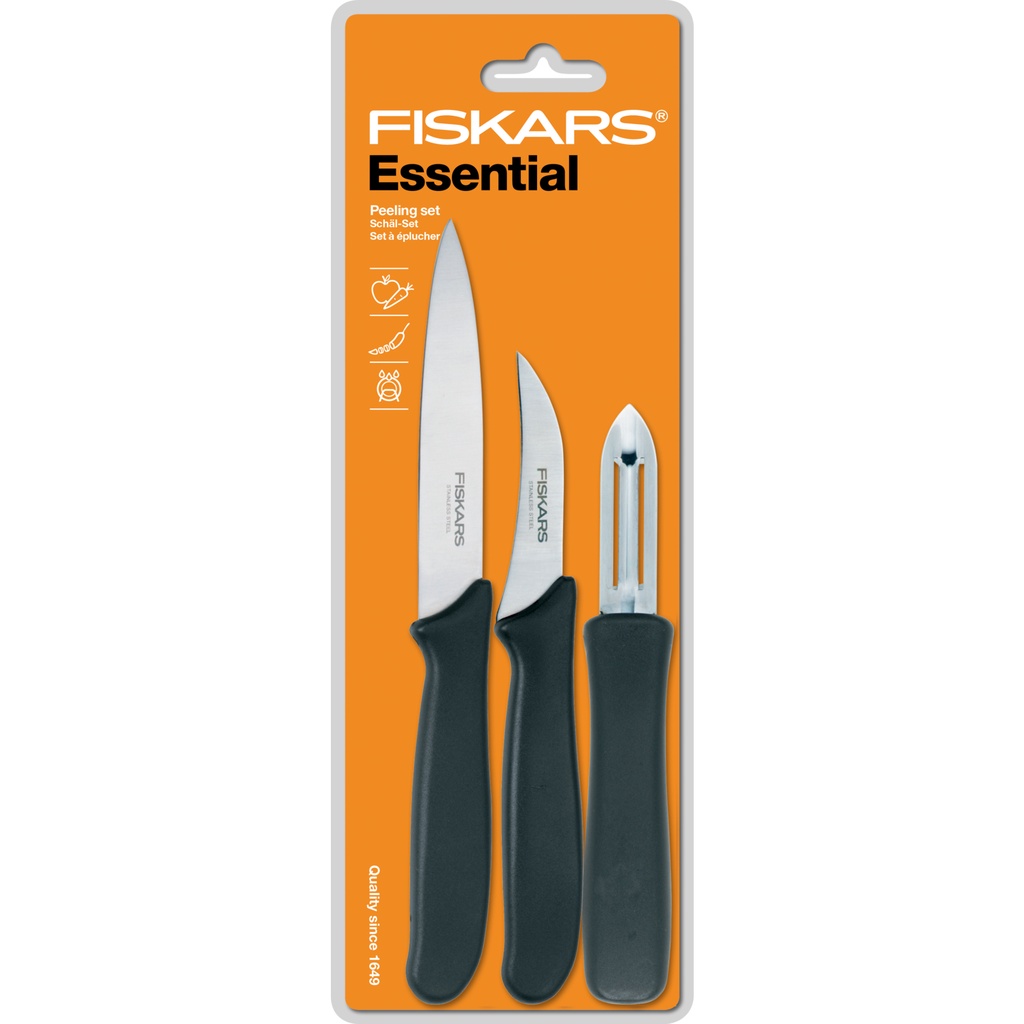 Fiskars Essential Peeling Set (Paring knife, curved peeling knife ...