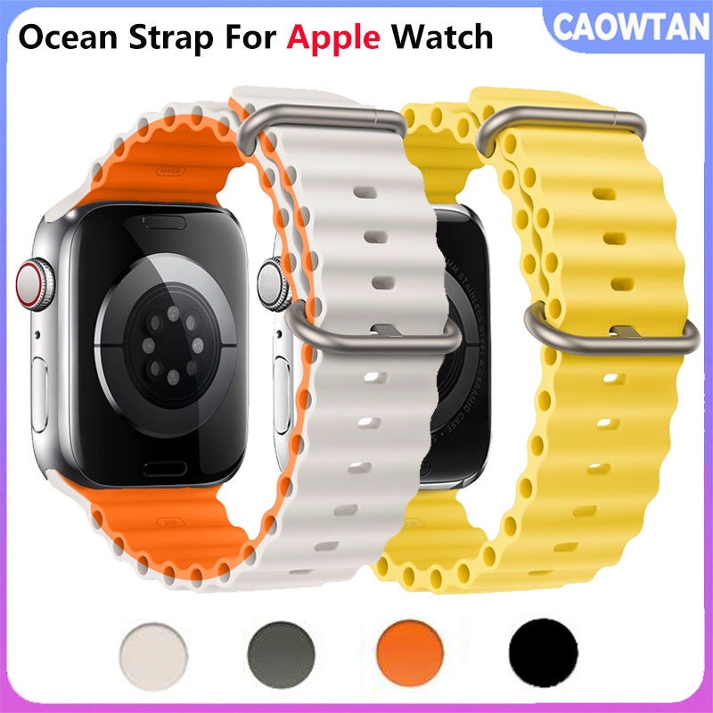 Official Silicone Ocean Loop Band for Apple Watch Band Ultra 49mm 45mm 44mm 40mm 41mm Correa ...