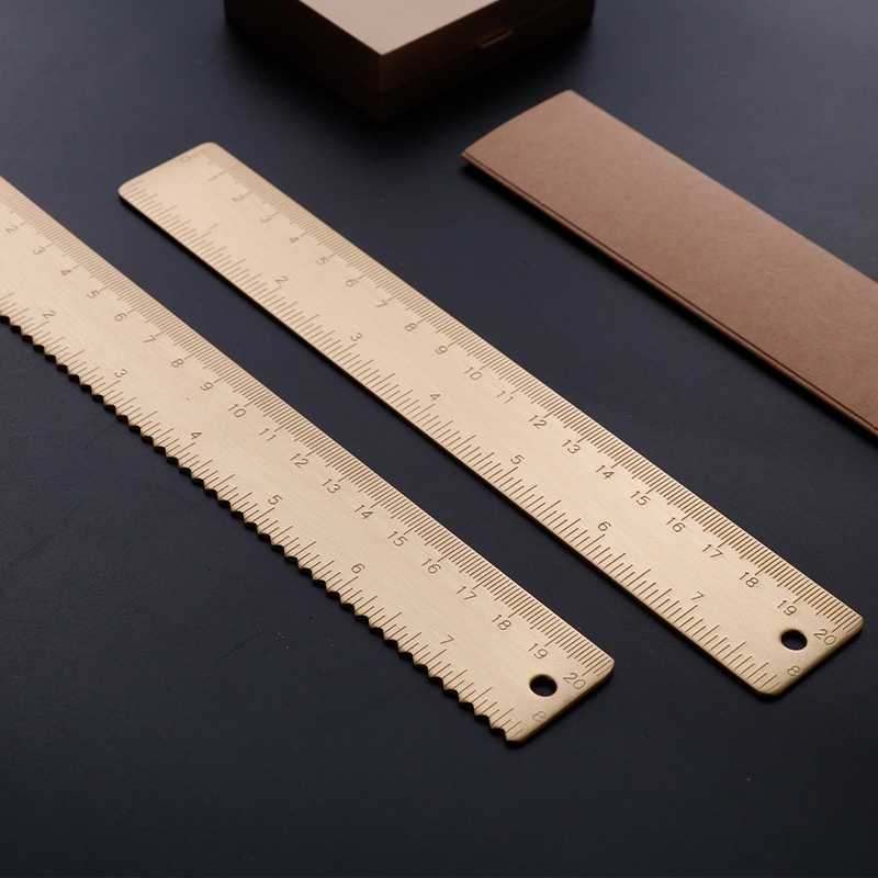 20cm Brass Ruler Double Scale Inch Retro Ruler Metal Wave Ruler ...
