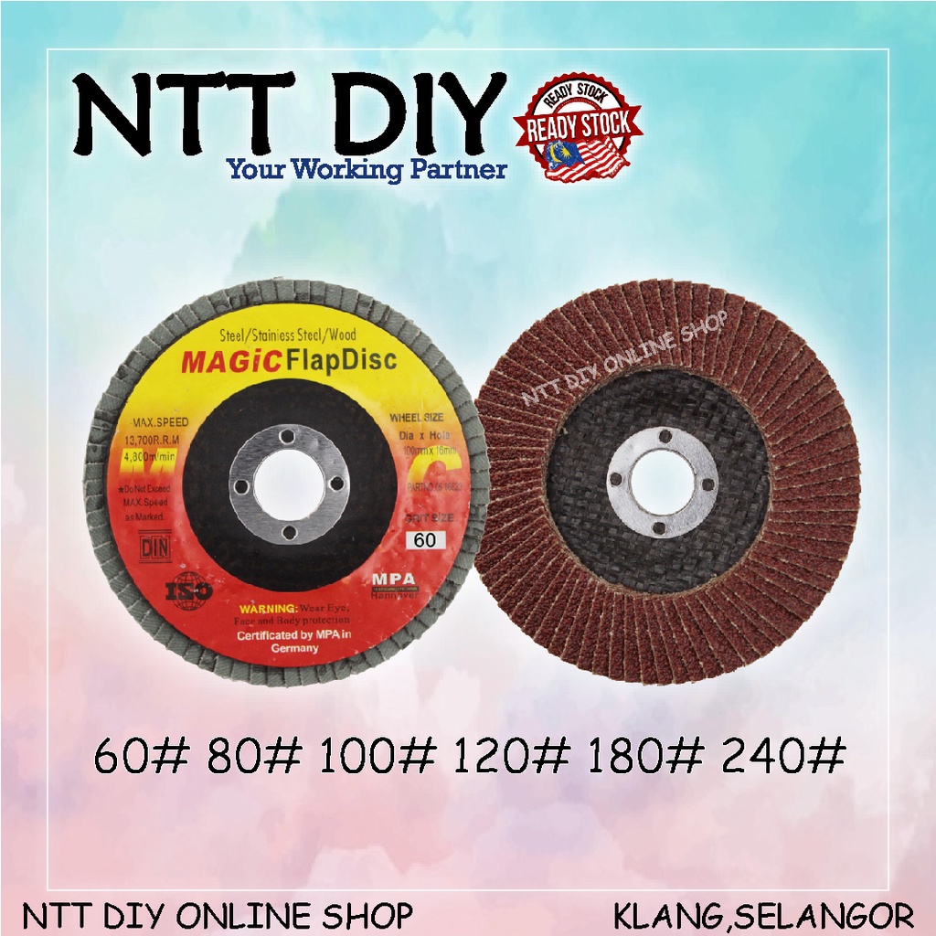 NTT DIY Magic Flap Disc 60#,80#,100#,120#,180#,240# for polishing ...