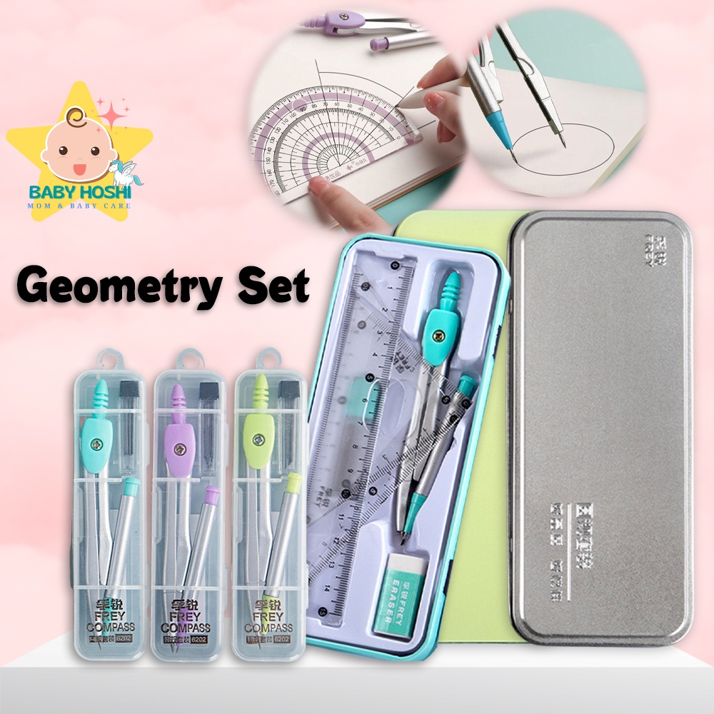 BH Matematik Geometry Set Tools PERCUMA Mata Pensel Metal Box for ...