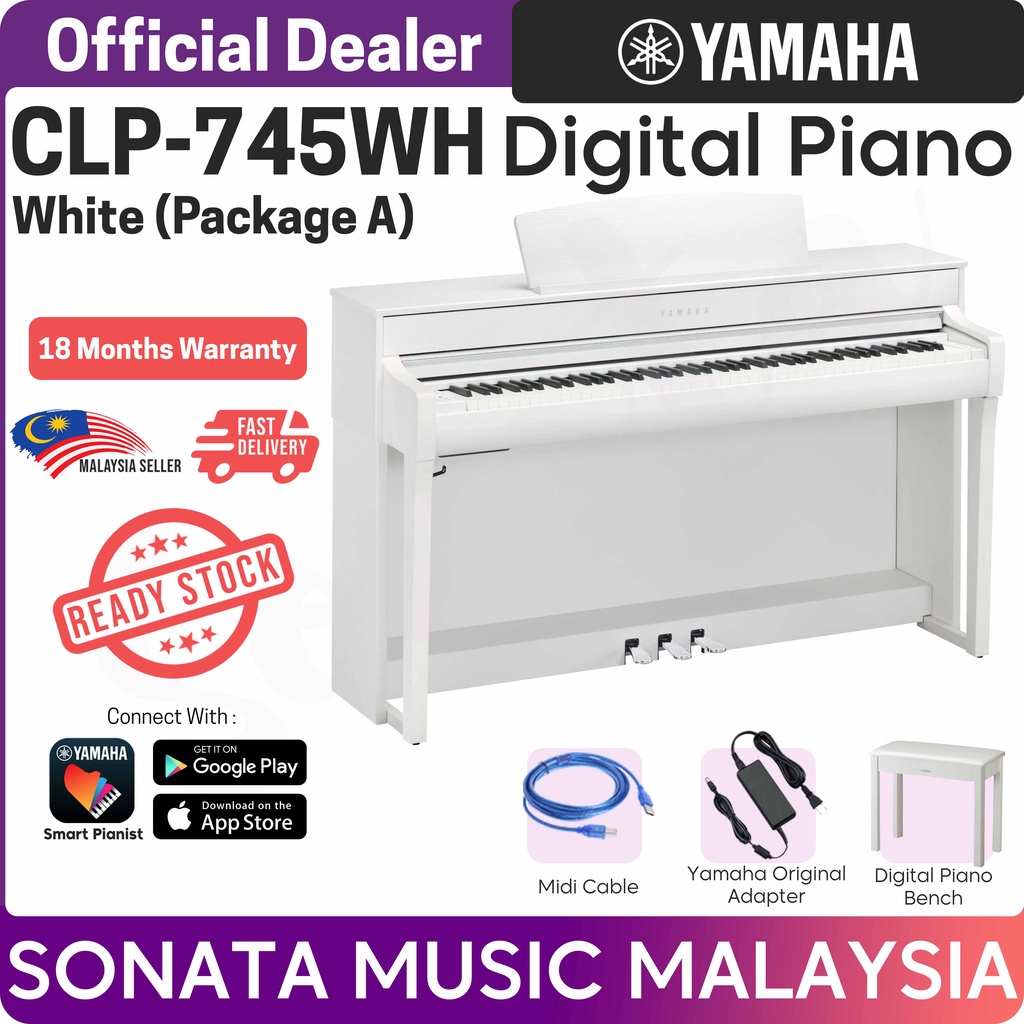 Yamaha CLP745W White Clavinova Digital Piano New Unit Package A (CLP ...