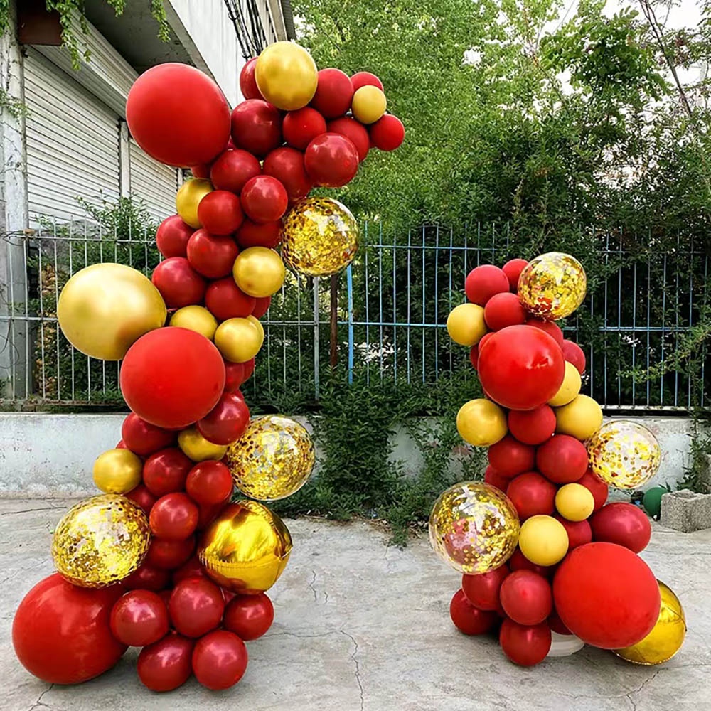 81pcs/Set Ruby Red Metal Gold Wedding Anniversary Decorations Balloons ...