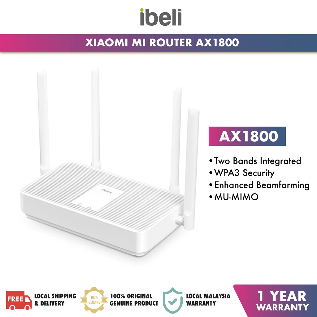 Xiaomi Mi Router AX1800 Dual Band 2.5GHz/5GHz 4 Antenna Strong Signal 5 ...