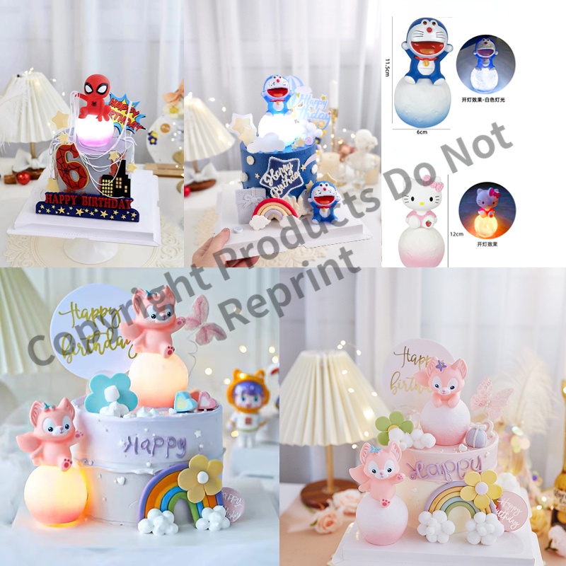 LED Kawaii 3D Sanrio Moon Night Light Cinnamon Kuromi Character Cartoon ...