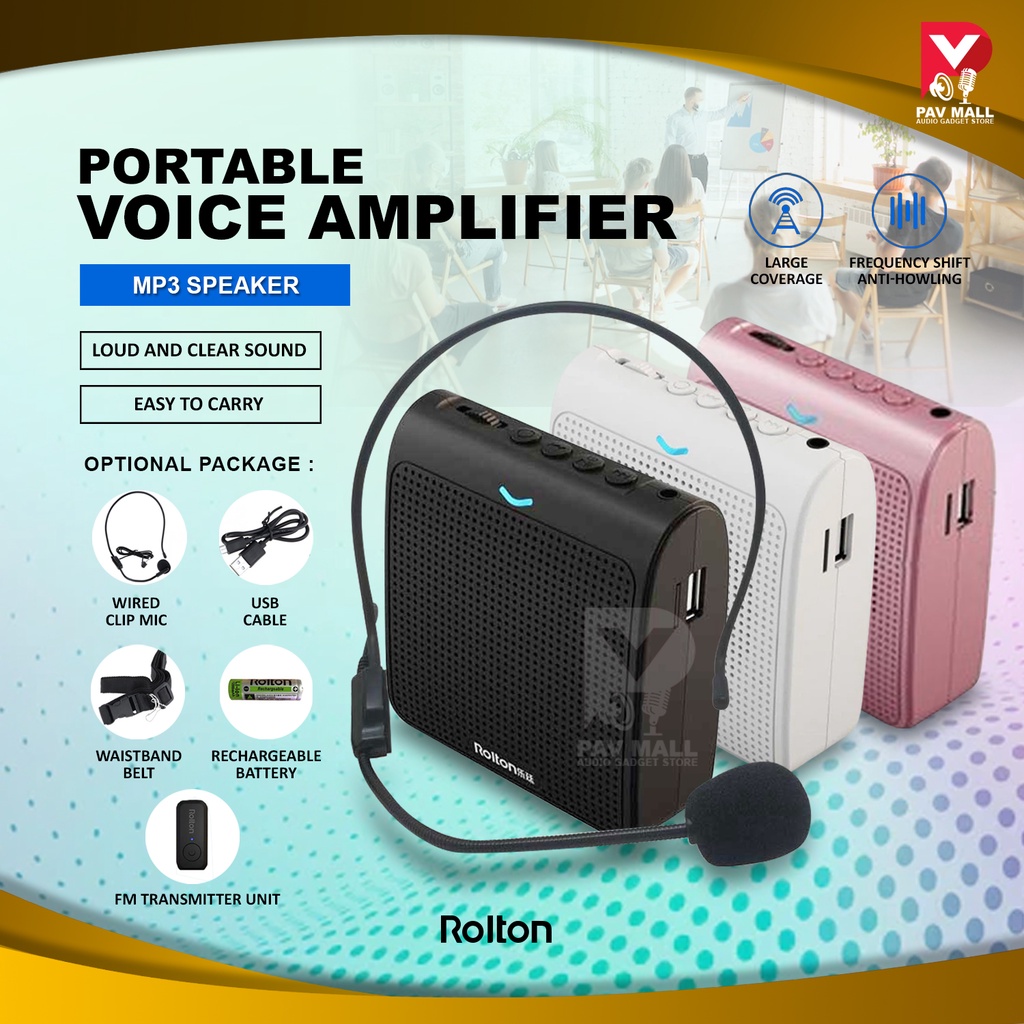 Rolton K100 Voice Amplifier Speaker Microphone for Teacher | Mini Megaphone Pembesar Suara Kelas ...