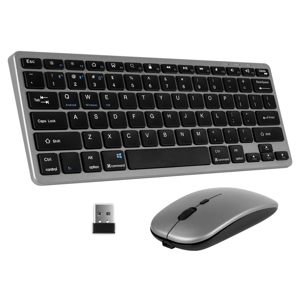 Multi-Device Wireless Keyboard and Mouse Combo Ultra-Slim Bluetooth 5.0 ...