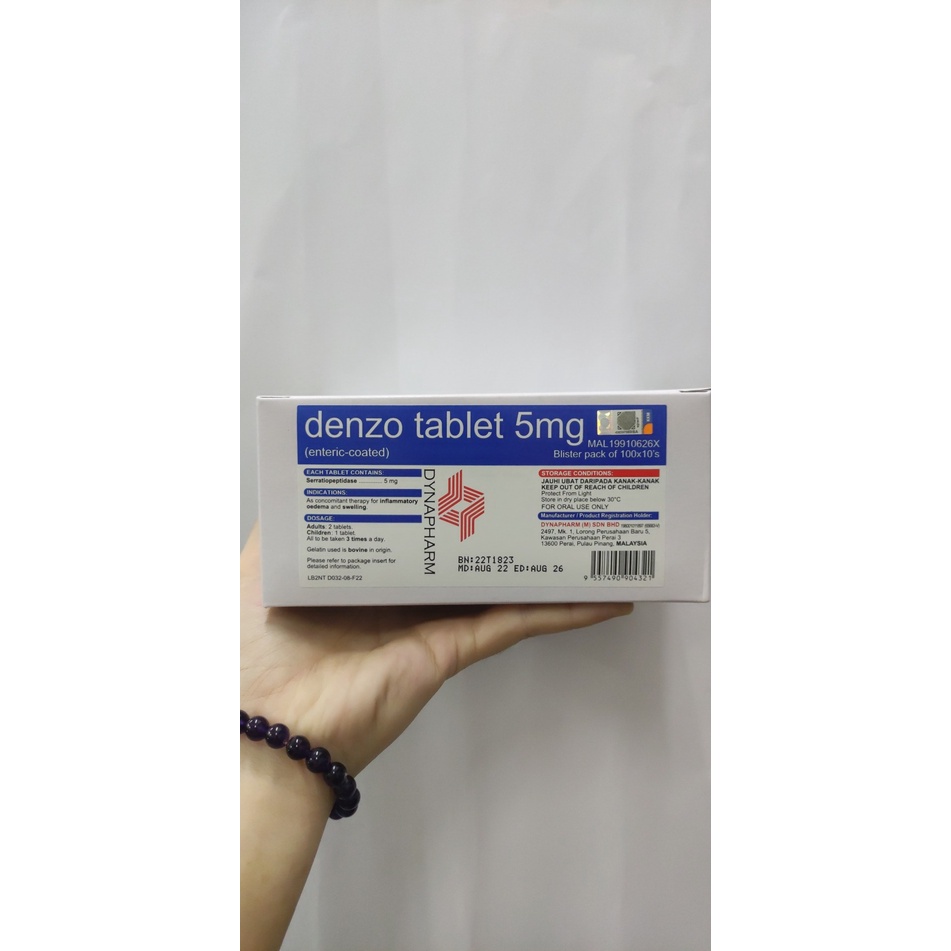 Denzo 5mg Tablet (Serratiopeptidase) Ubat Surut Bengkak Gusi Gigi (100strips) 1box | Shopee Malaysia
