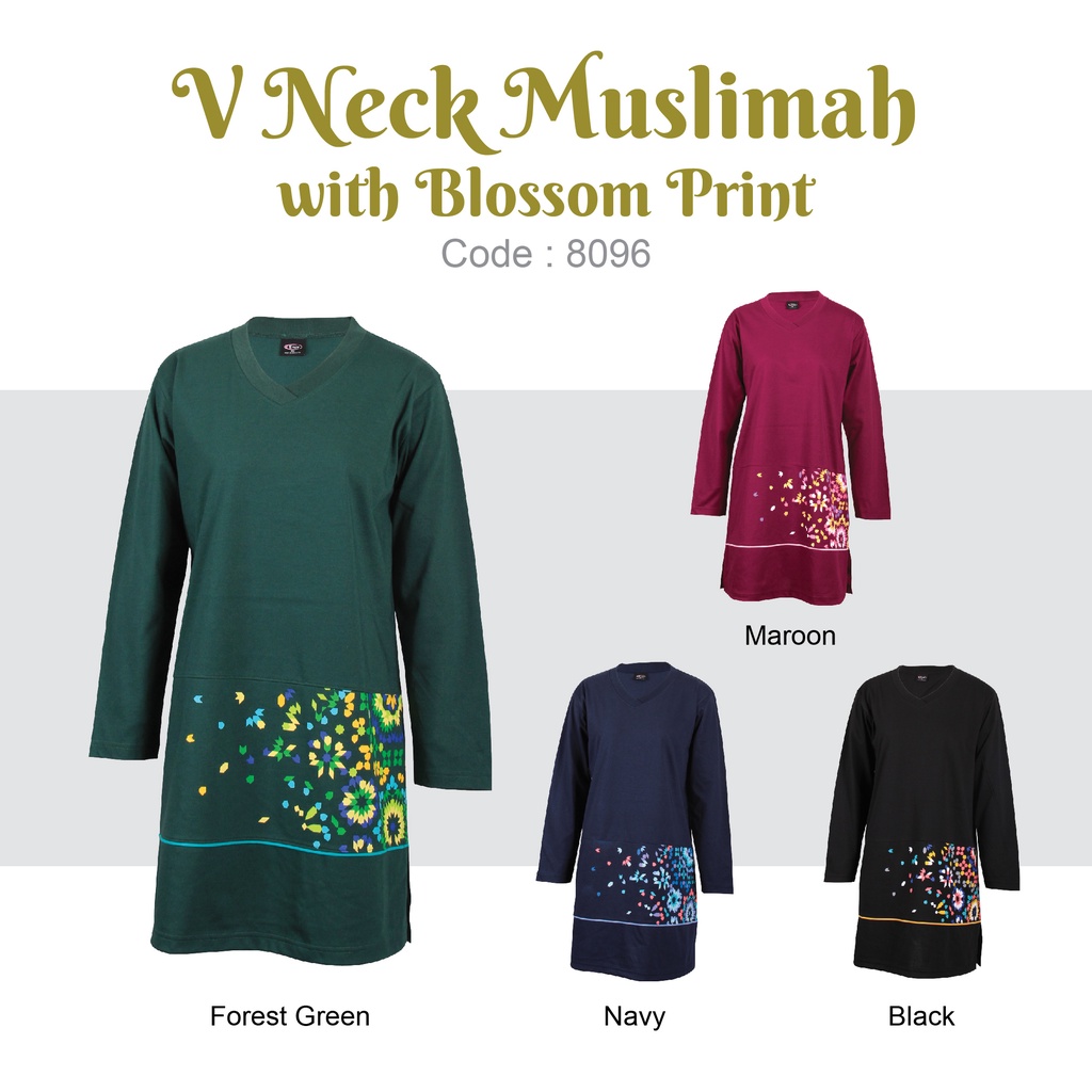 -8096- Enzo V Neck Muslimah With Blossom Print | Shopee Malaysia