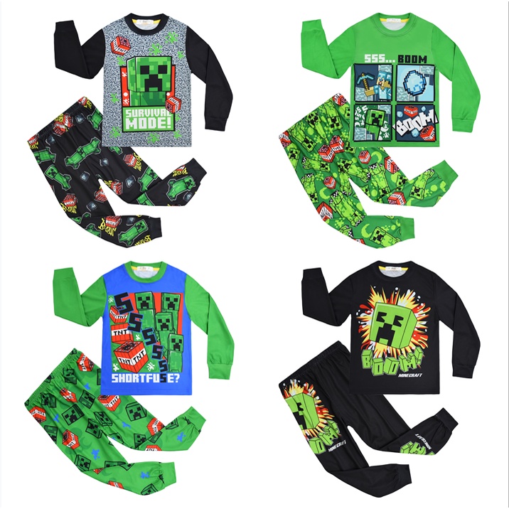 2022 newest 7 STYLES Minecraft Pajamas Set 2 Piece Fleece Long Sleeve ...