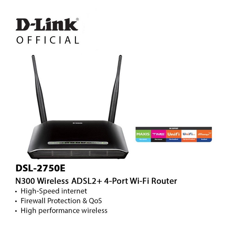 D-LINK DSL-2750E WIRELESS N 300 ADSL2+ Modem Router (NOS - NEW OLD ...