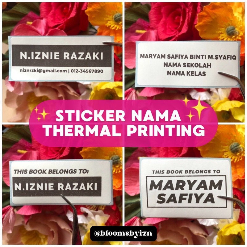 (50 pcs) Sticker Nama Waterproof Thermal Printing | Shopee Malaysia