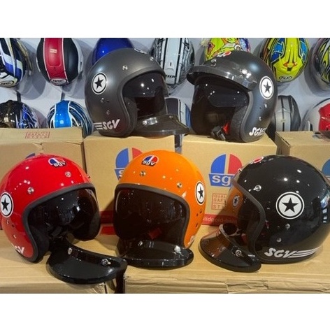 SGV STAR OPEN FACE DOUBLE VISOR HELMET 3 BUTTON HELMET (WITH SUN GLASS ...