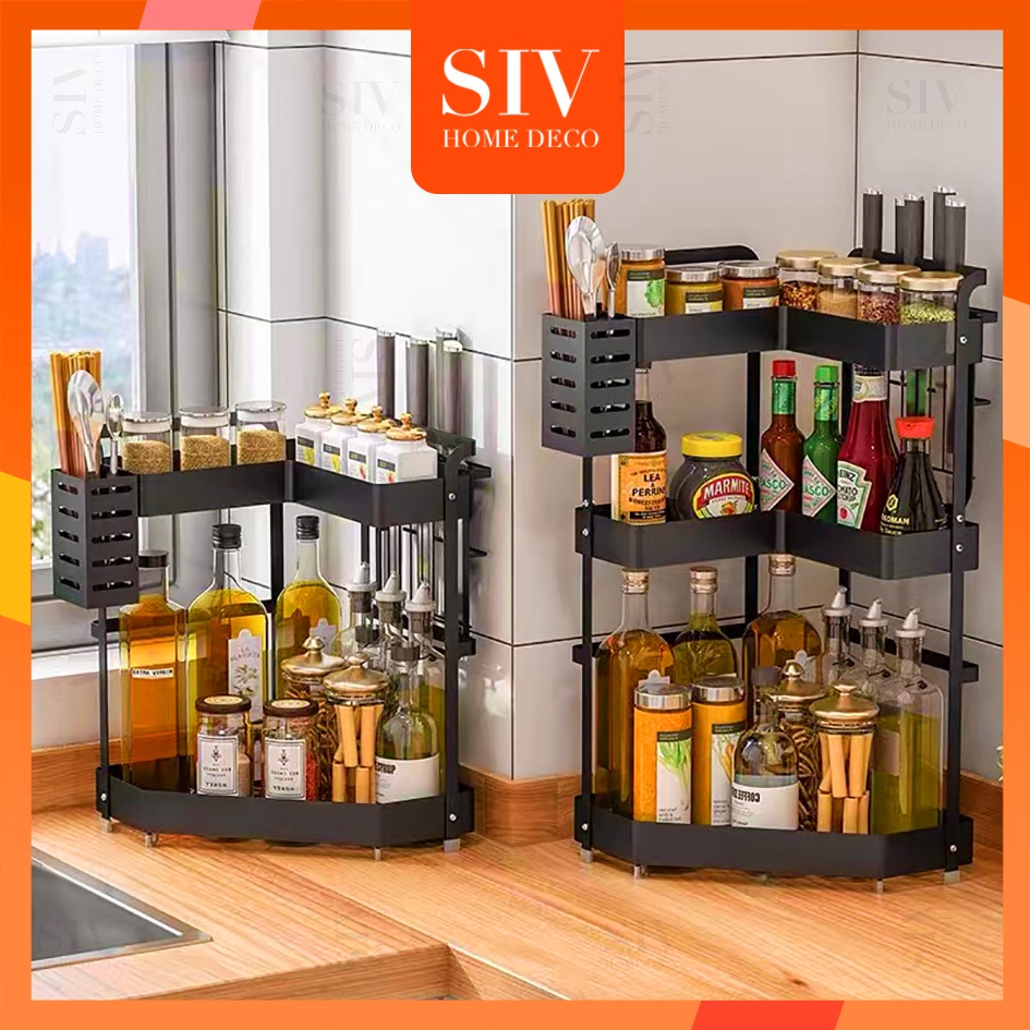 SIV 2/3 Tier Rak Rempah Corner Spice Rack Seasoning Condiment Rack Rak ...