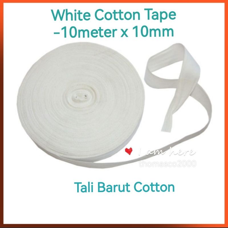 White Cotton Tape & Twine / Tali Barut Cotton / Pita Putih (10mm ...