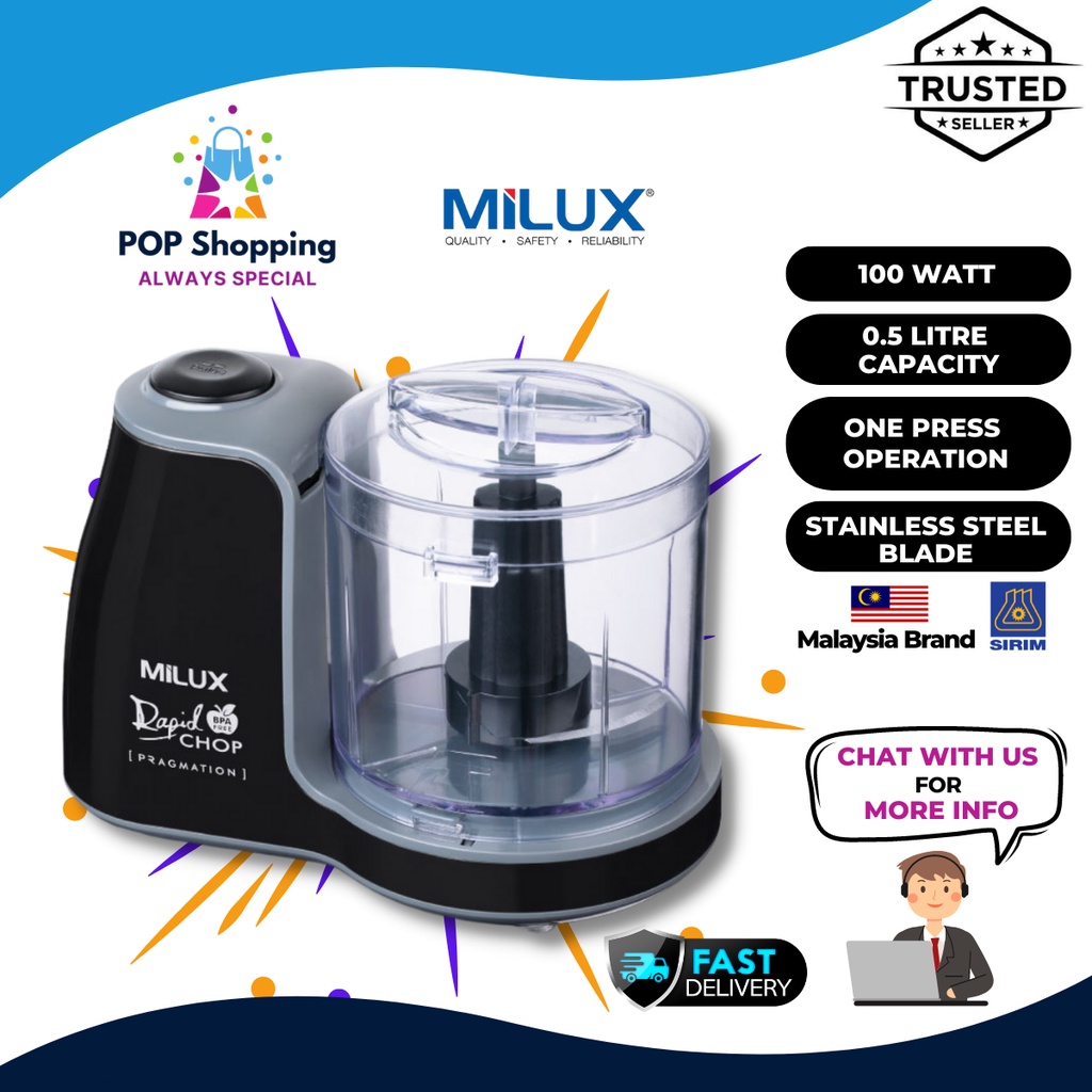 MILUX Food Chopper 0.5L MFC500 / Food Processor / Mini Blender / Rapid ...