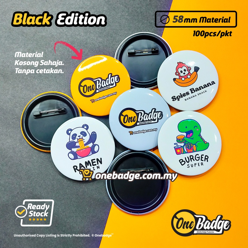 58mm Black Edition Button Badge Material (100pcs/pkt ) | 58mm Safety ...