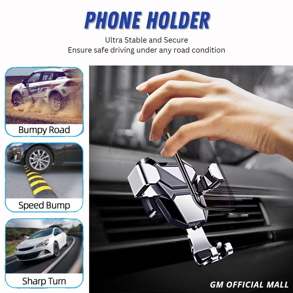 AUTO LOCK PHONE HOLDER Extra Stable Aircon Phone Stand Mount Pemegang ...
