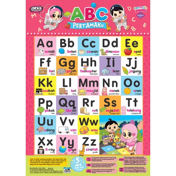 Koleksi Poster ANA MUSLIM Abm Alat Bantu Mengajar Abc 123 Jawi Alif Ba ...