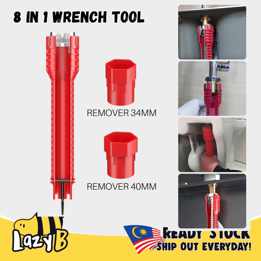 LazyB Multifunctional 8 In 1 Magic Wrench Sink Faucet Repair Plumbing ...