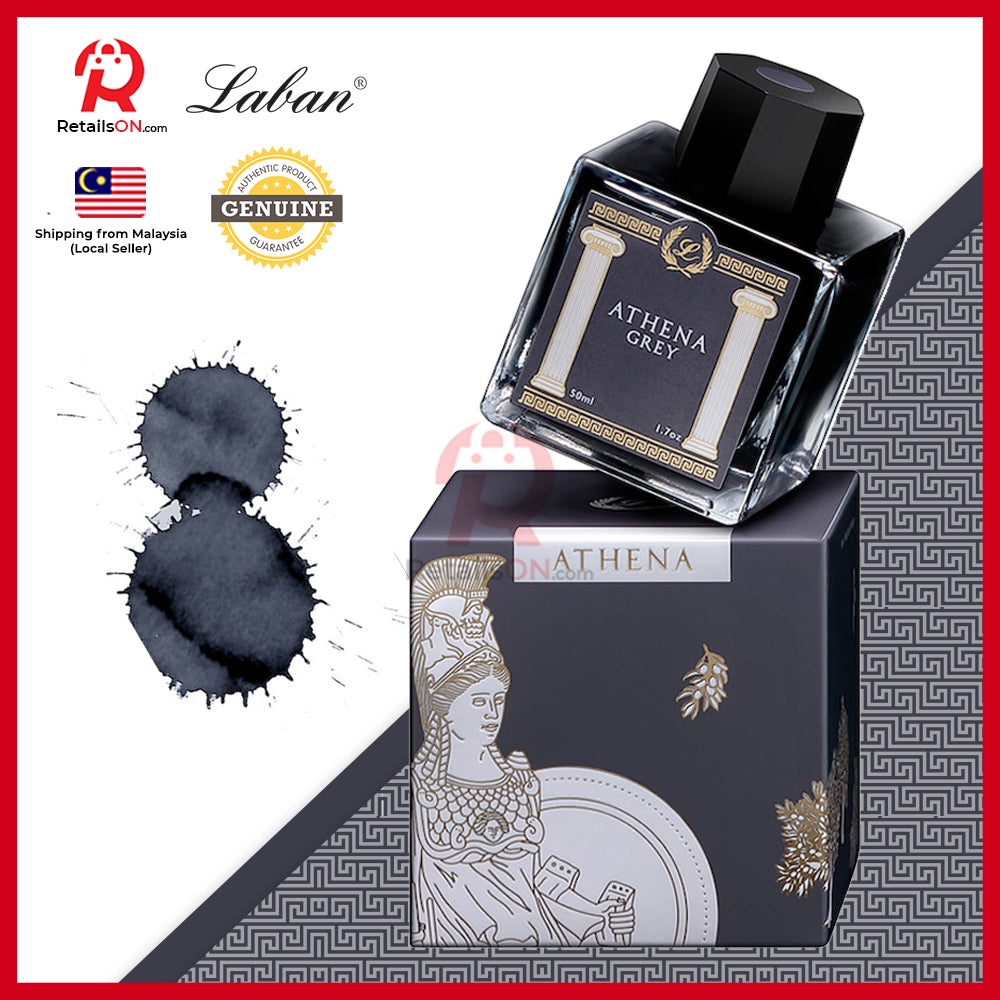 Laban Ink Bottle (50ml) - Greek Mythology - Athena Grey / Fountain Pen ...