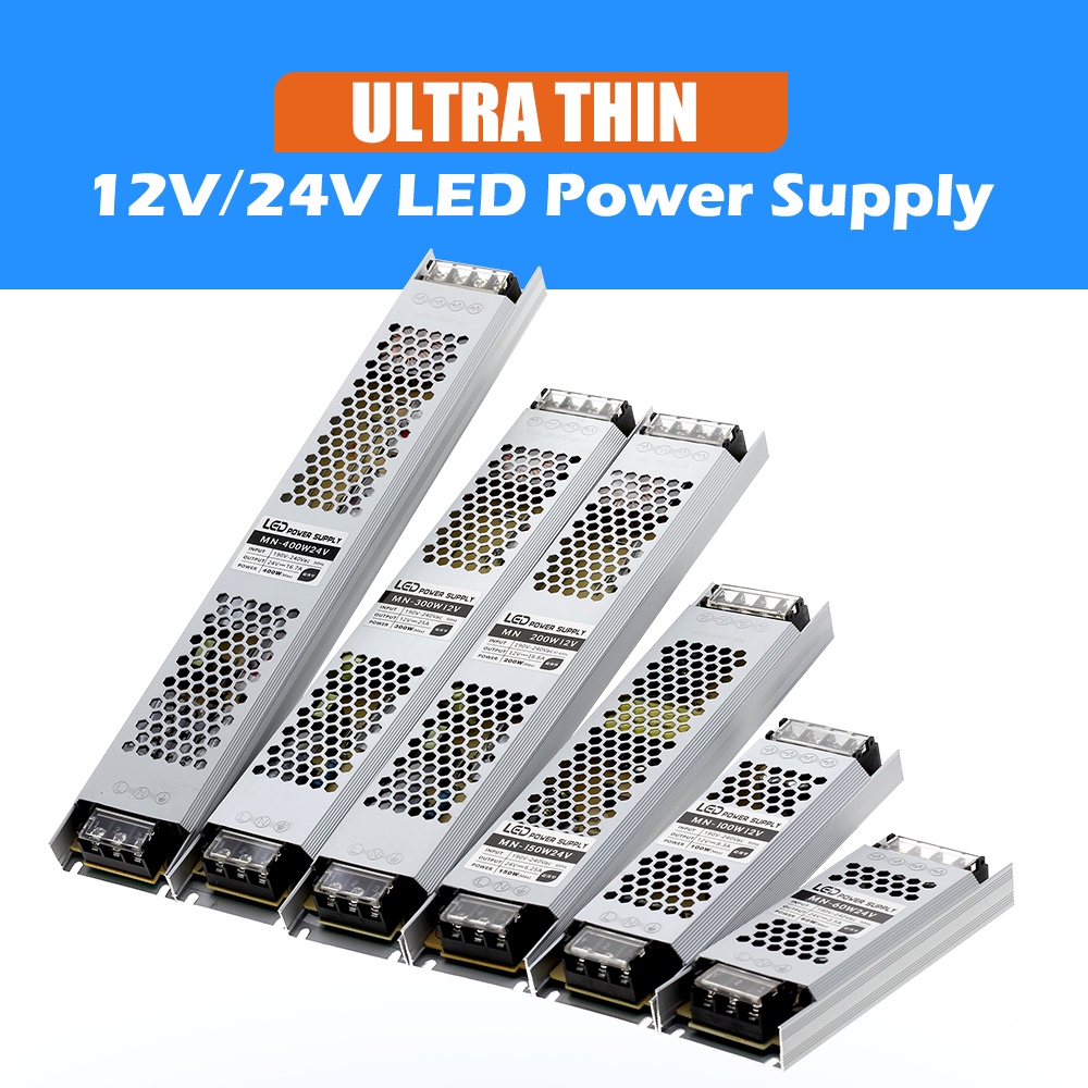 🔥IN Stock🔥Ultra Thin Power Supply DC12V 24V 60W 100W 150W 200W 300W 400W Lighting Transformers ...