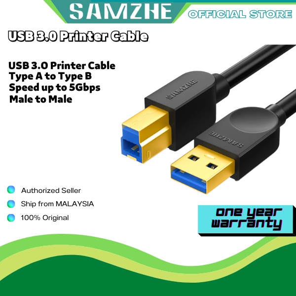 SAMZHE USB 3.0 Printer Cable USB Type A Male to B Male for Canon Epson ...