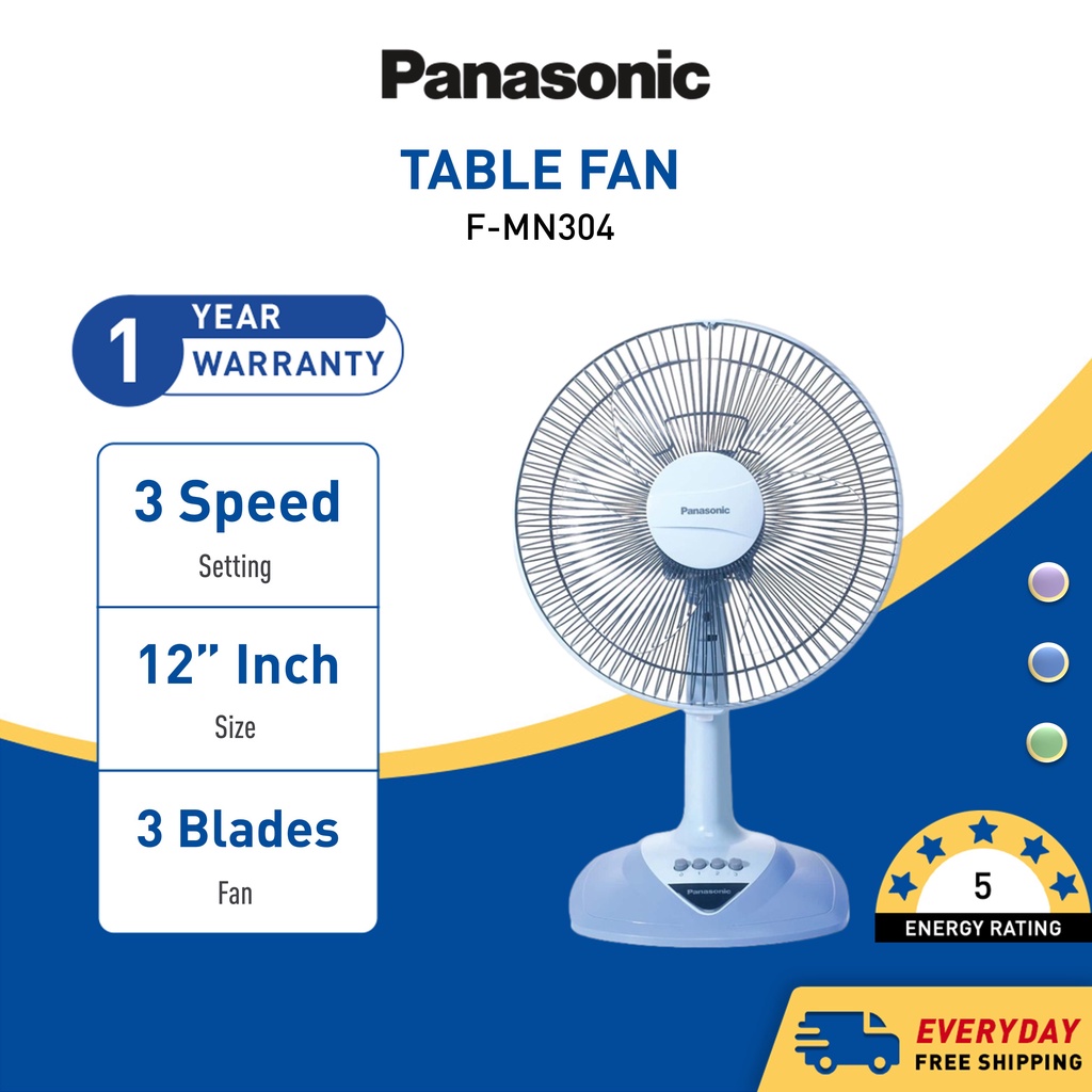 Panasonic Table Fan 3 F-Mn304 3 Speed On/Off Switch Detachable Stand Base (12") Kipas Meja 风扇 ...
