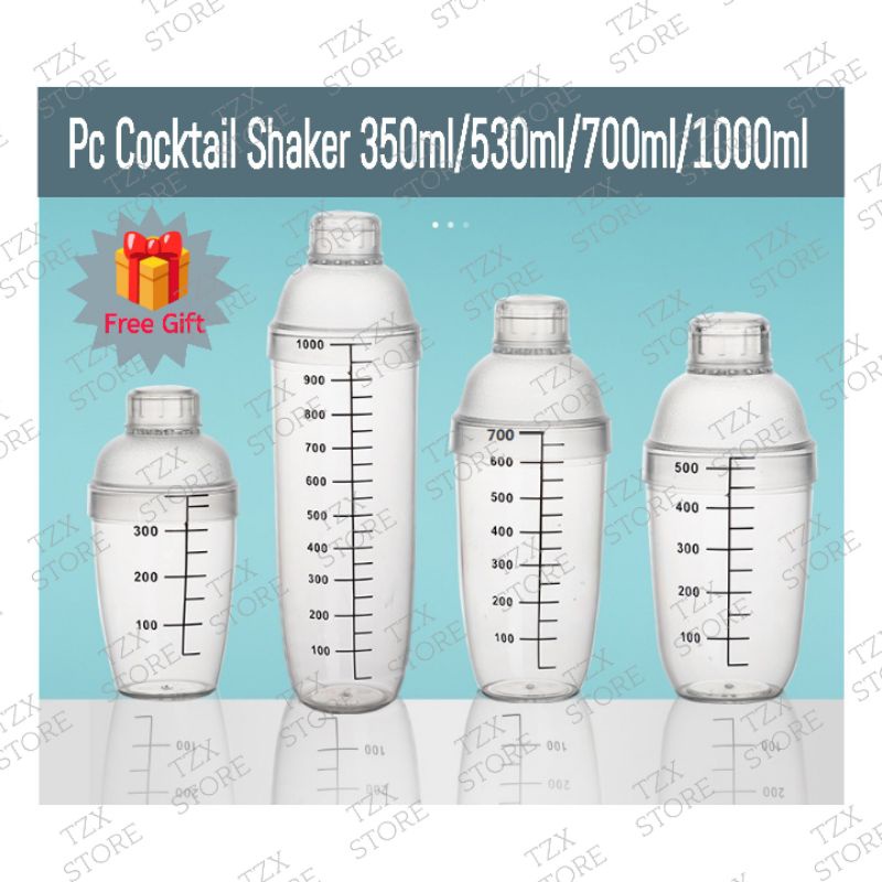 Anti-leakage Transparent Pc Bubble Milk Tea Shaker / Pc Cocktail Shaker 350ml/530ml/700ml/1000ml ...