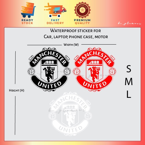 MU Manchester United Football sticker reflective premier league stiker ...