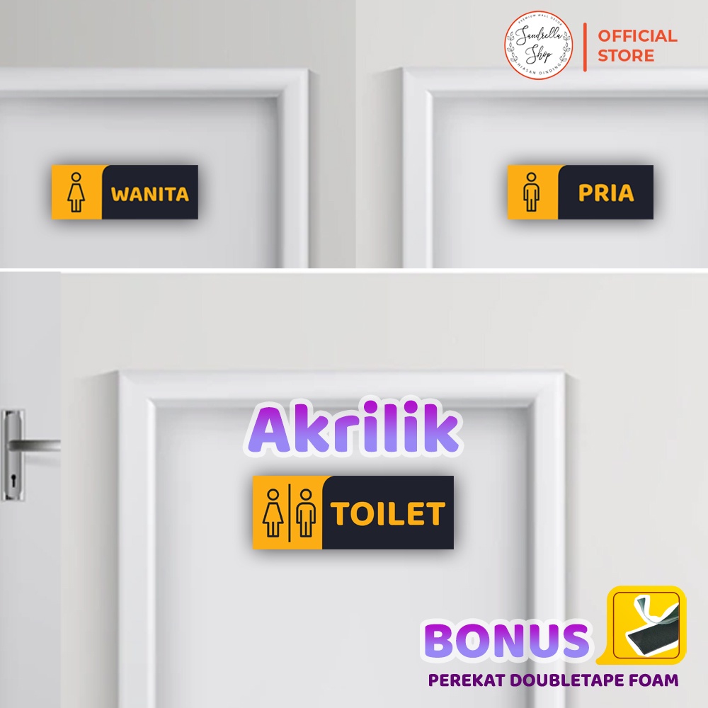 Acrylic Plat Sign Label Sign Board Toilet WC Restroom Modern Minimalist ...