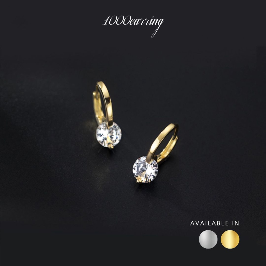 1000earring 925 Sterling Silver Diamond Pendant Huggie Earrings - Gold ...