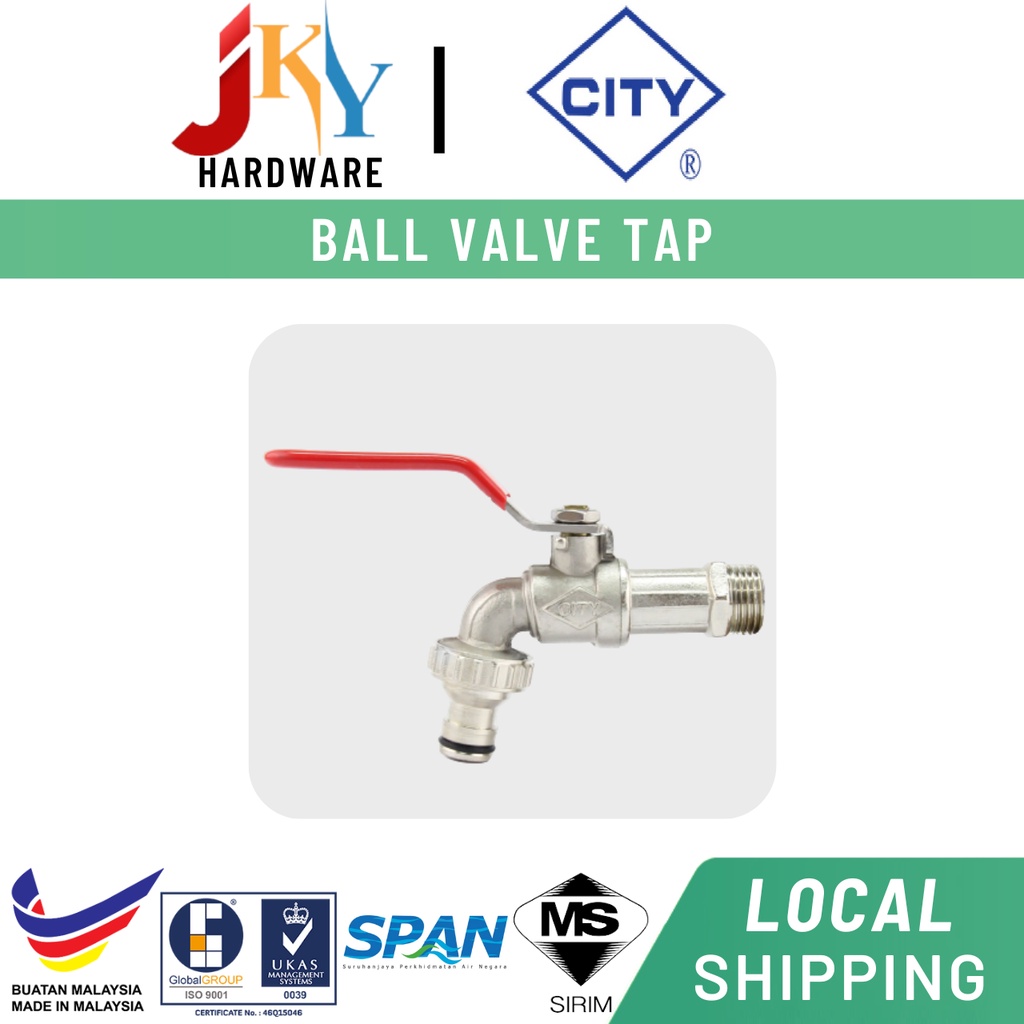 CITY BRASS Chrome Plated 1/2" 15mm Ball Valve Tap Union Tap With Nozzle ...