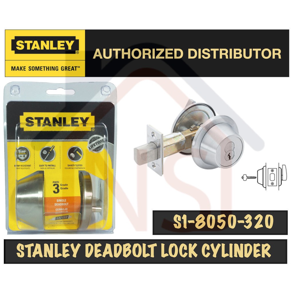 STANLEY Deadbolt Lock Single Cylinder Type S1-8050-320 Door Lock with ...