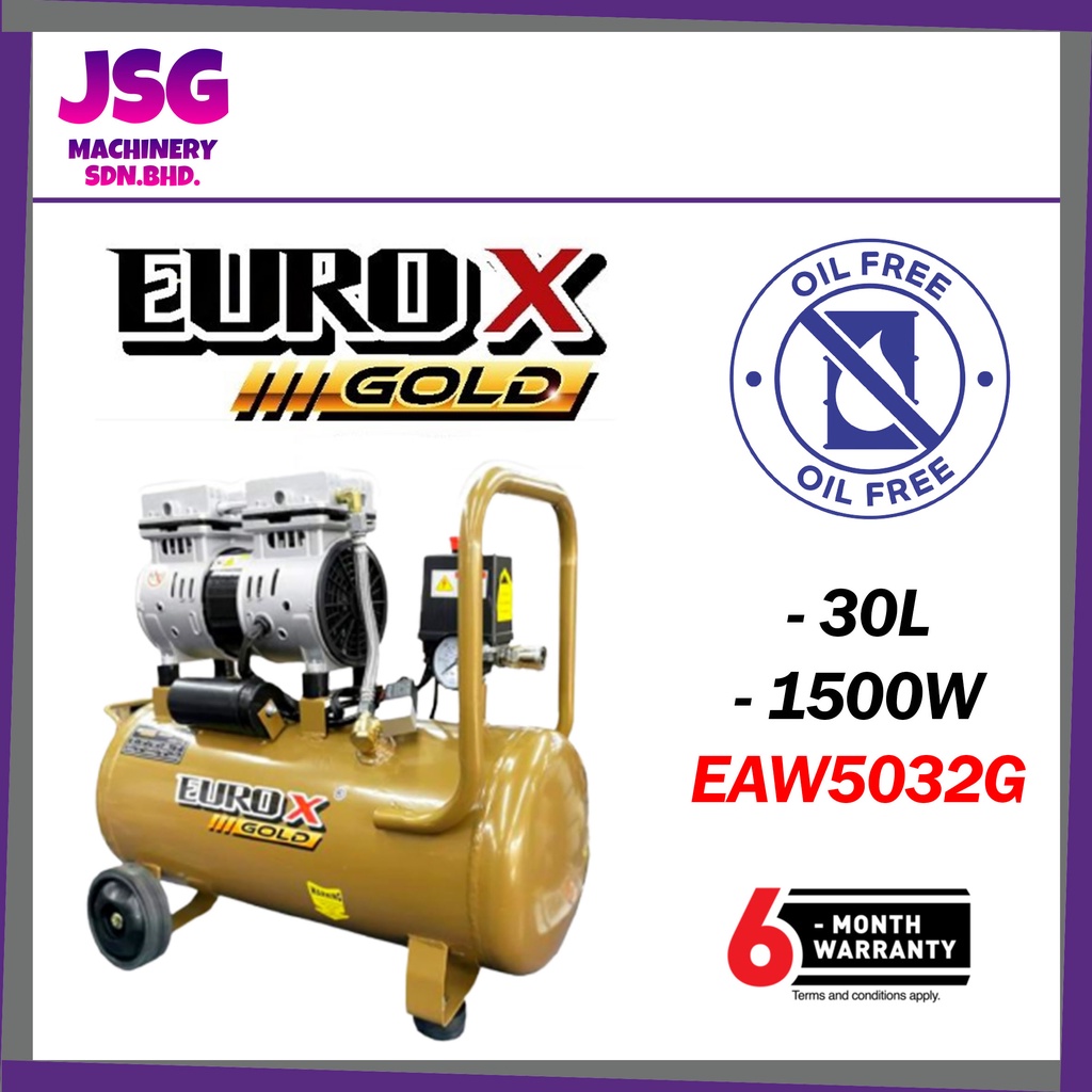 EUROX GOLD 30L 1500W HIGH SPEED OIL-FREE AIR COMPRESSOR EAW5032G ...