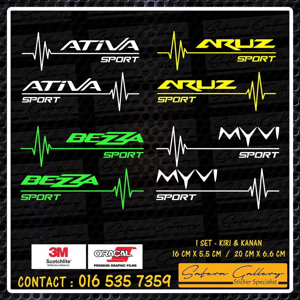sticker perodua sport heartbeat sticker cermin / side mirror ATIVA ARUZ ...