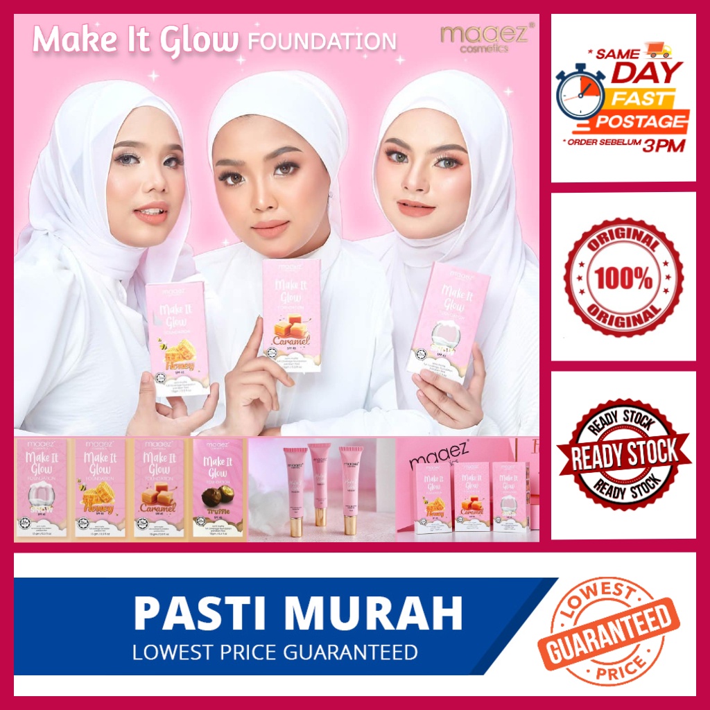 Maaez Foundation 15gm (Small Size) / Maaez Cosmetics Make It Glow FD ...